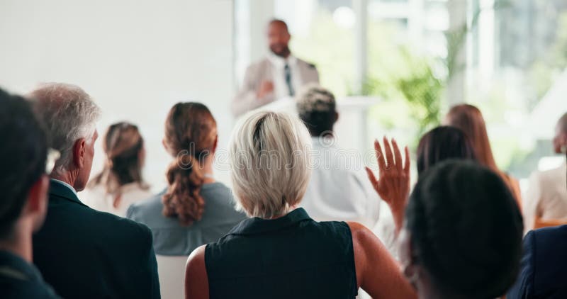 Business People, Conference and Question by Hand Raised, Workshop and ...