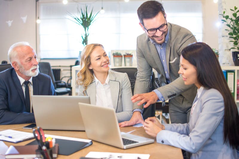 Business People on Conference Table Planning Business Strategy at ...