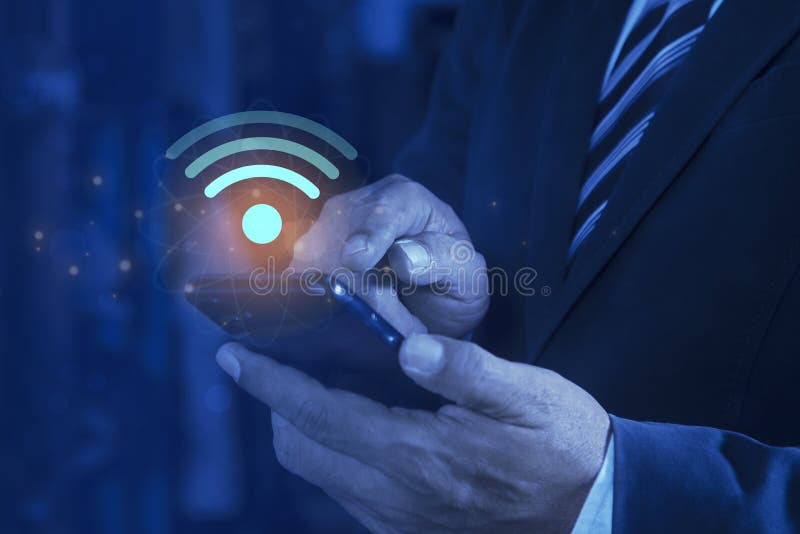 Business People Connect WiFi Technology. Using Smartphone with Wifi ...