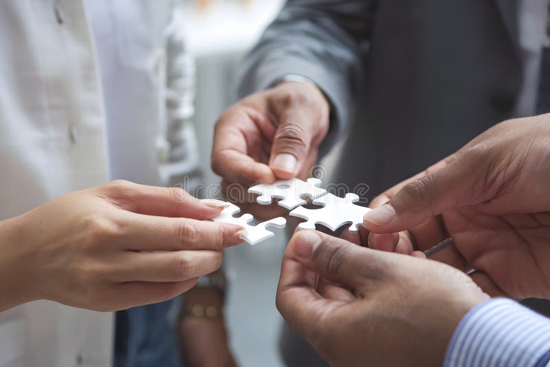 Teamwork Collaboration Puzzle Pieces Business People Hands Connecting ...