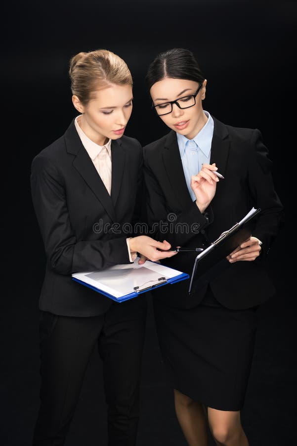 Business People Connecting during Work and Using Clipboards, Business ...