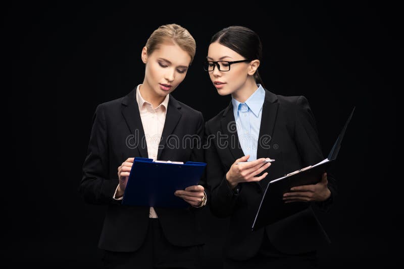 Business People Connecting during Work and Using Clipboards, Business ...
