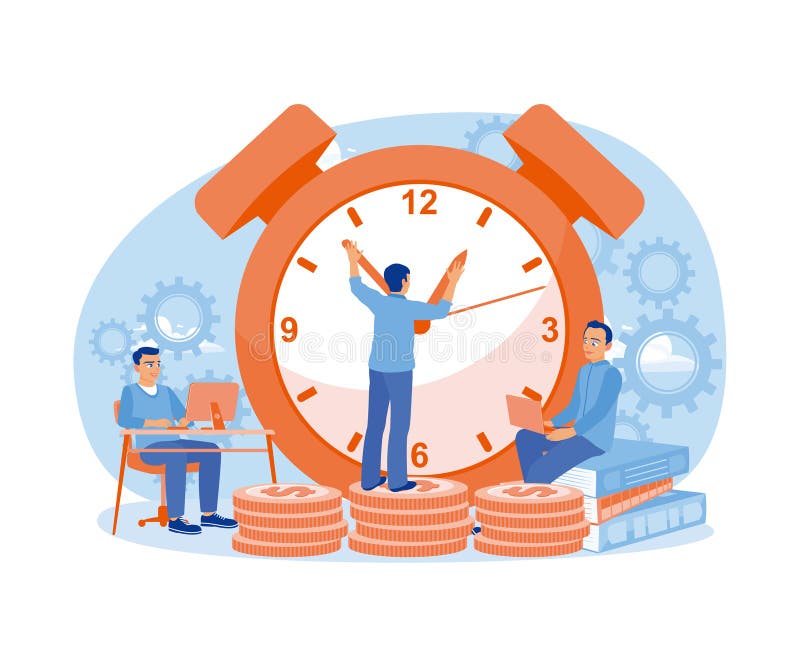 Business People Control Working Time. Completing Work To Achieve Goals ...