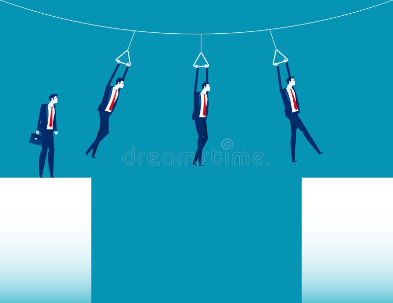 Business People on Dangers Rope. Risk and Competition in Business Life ...