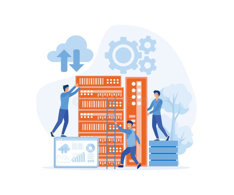 Business People in Data Center Room, Data Network Management. Hosting ...