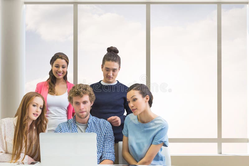 Business People at a Desk Looking at a Computer Stock Image - Image of ...