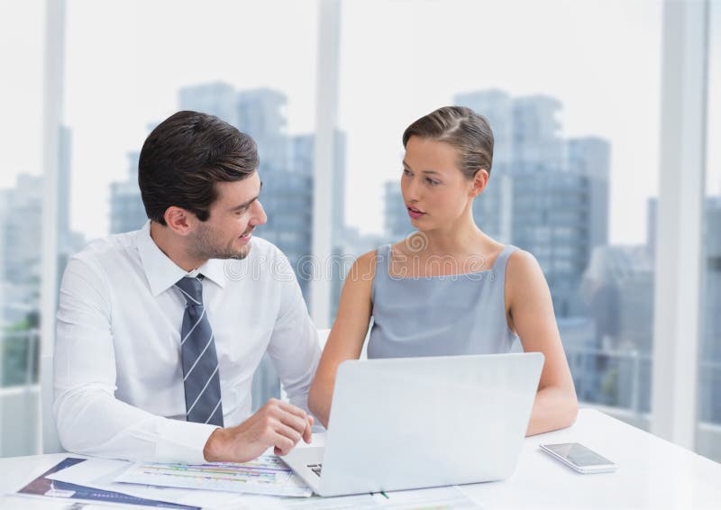 Business People at a Desk Using a Computer Stock Photo - Image of city ...
