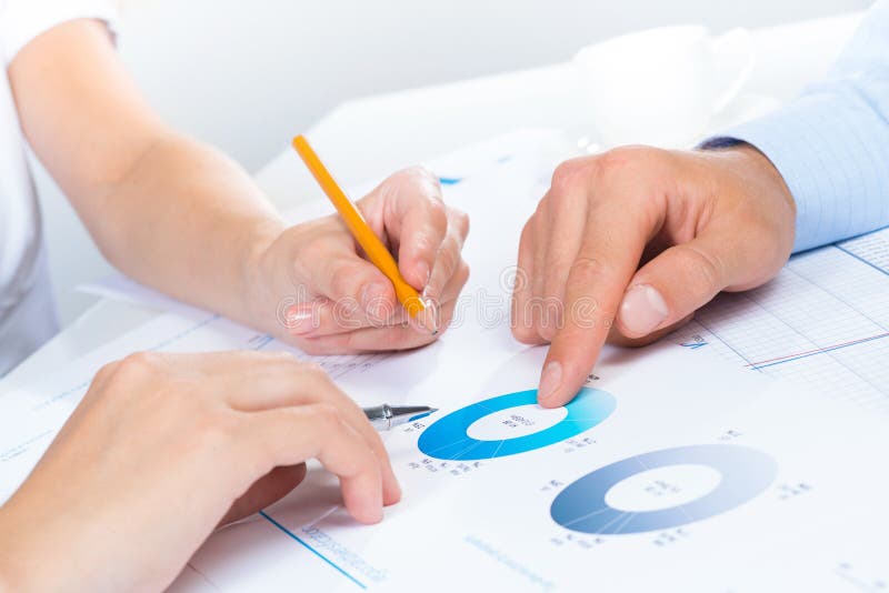 Business People Discuss Meeting Targets Stock Photo - Image of chart ...