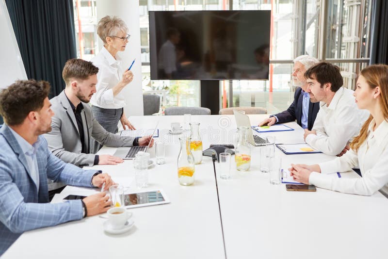 Business People Discuss Strategy and Project Stock Image - Image of ...