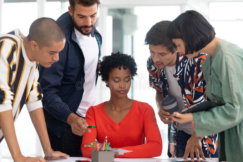 Business People Discussing Over Documents at Conference Room Stock ...