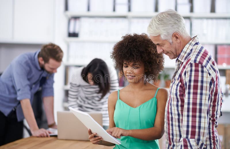 Business People, Discussion and Paperwork for Advice on Project and ...