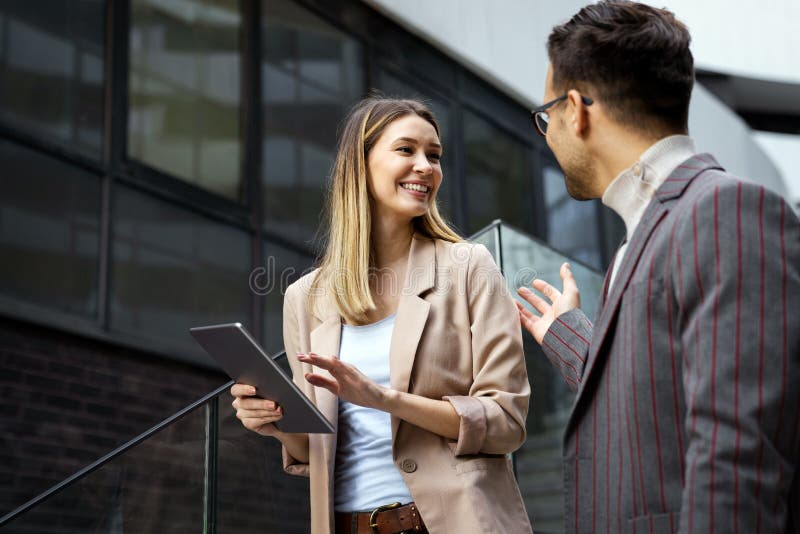 Business People Discussion Teamwork Togetherness Outdoors Concept Stock ...