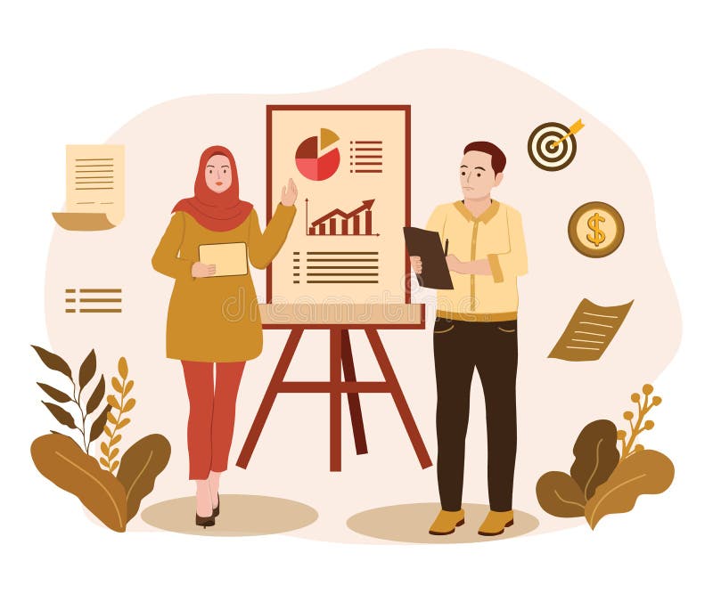 Business People Doing Discussion Presentation Illustration Vector Stock ...