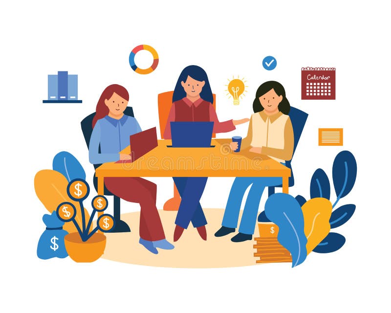 Business People Doing Discussion Presentation Illustration Vector Stock ...