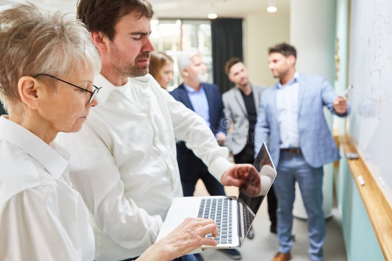 Business People Doing Research on the Laptop PC Stock Image - Image of ...