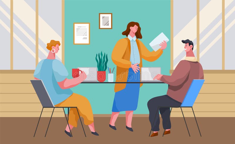 Business People Dressed in Casual Clothes Sitting at the Table with ...