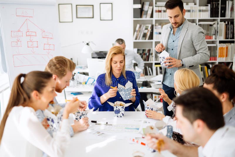Business People Eating in Office Stock Photo - Image of business, lunch ...