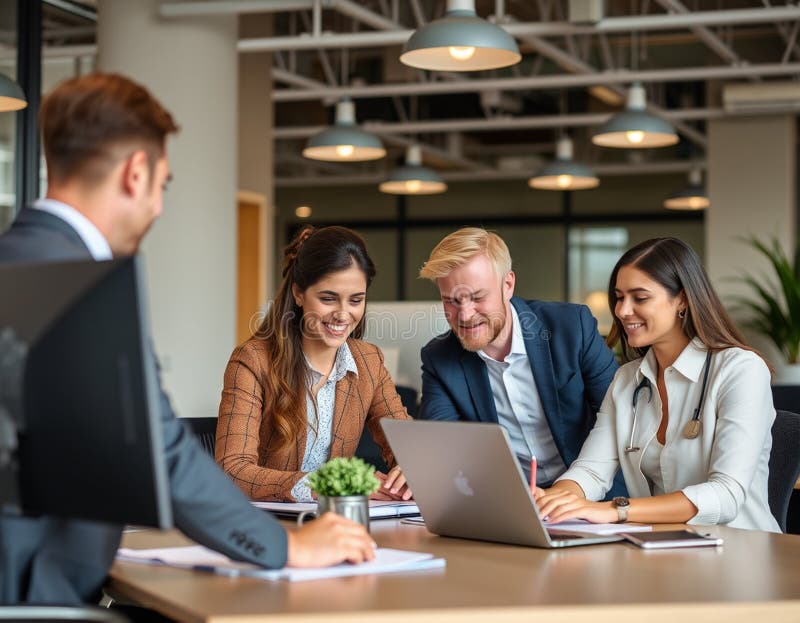 "Business People Engaged in Work at the Office" Stock Illustration ...