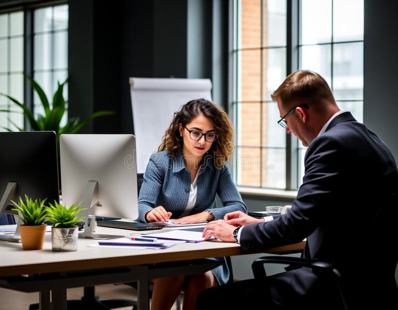 "Business People Engaged in Work at the Office" Stock Illustration ...