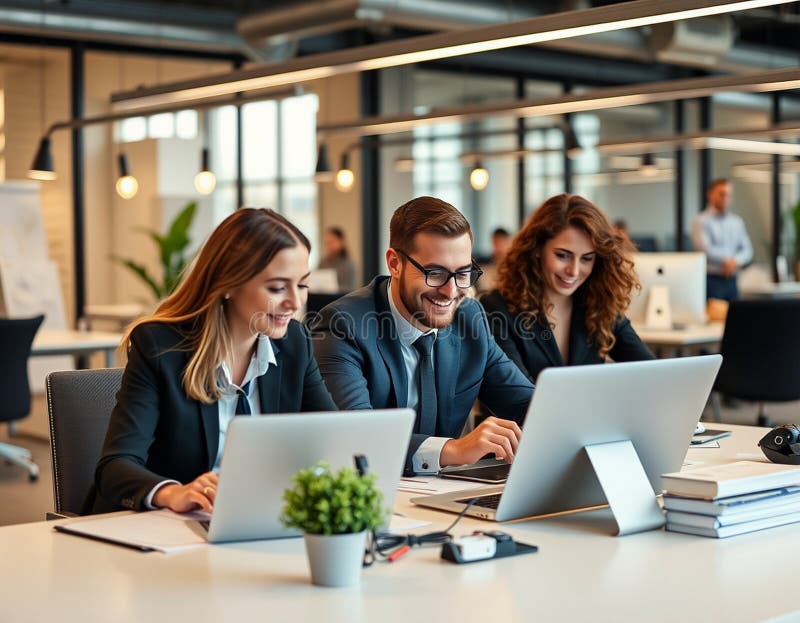 "Business People Engaged in Work at the Office" Stock Illustration ...