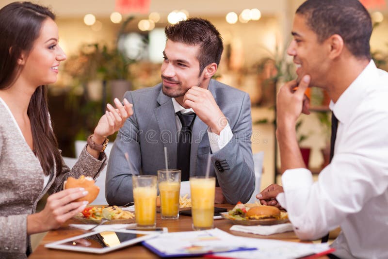 Business People Enjoy in Lunch at Restaurant Stock Image - Image of ...