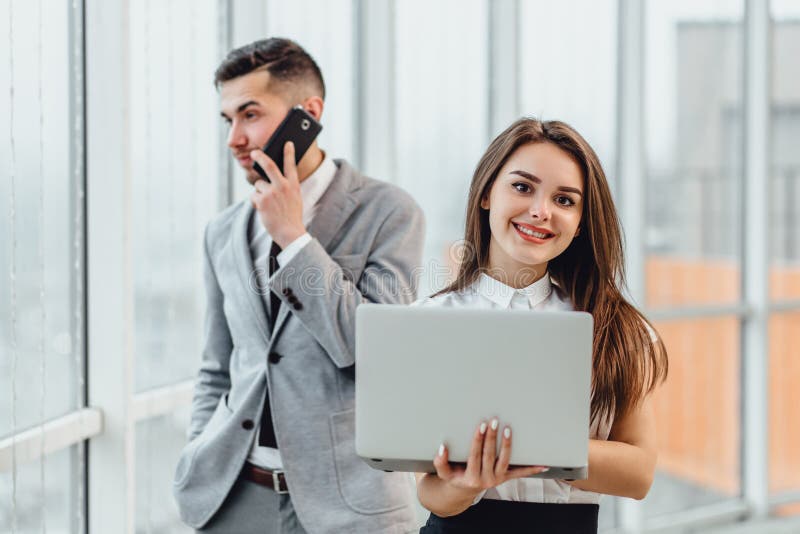 Teamwork Concept. Business People Enjoying Work Together, Surfing ...