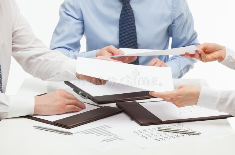 Business People Exchanging Documents Stock Image - Image of necktie ...