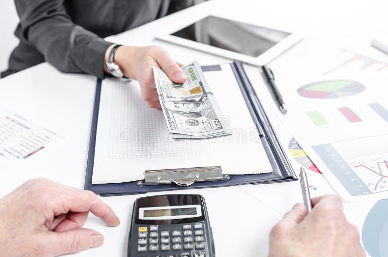 Business People Exchanging Dollar Banknotes Stock Image - Image of ...