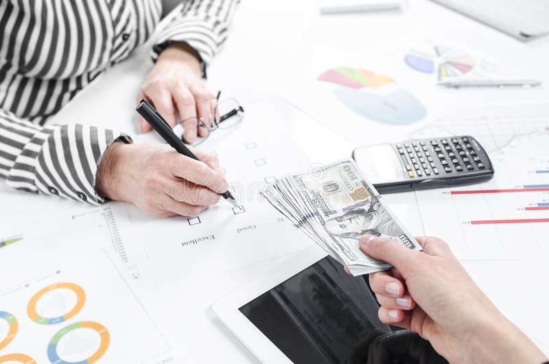 Business People Exchanging Dollar Banknotes Stock Photo - Image of ...