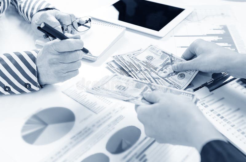Business People Exchanging Dollar Banknotes. Stock Photo - Image of ...
