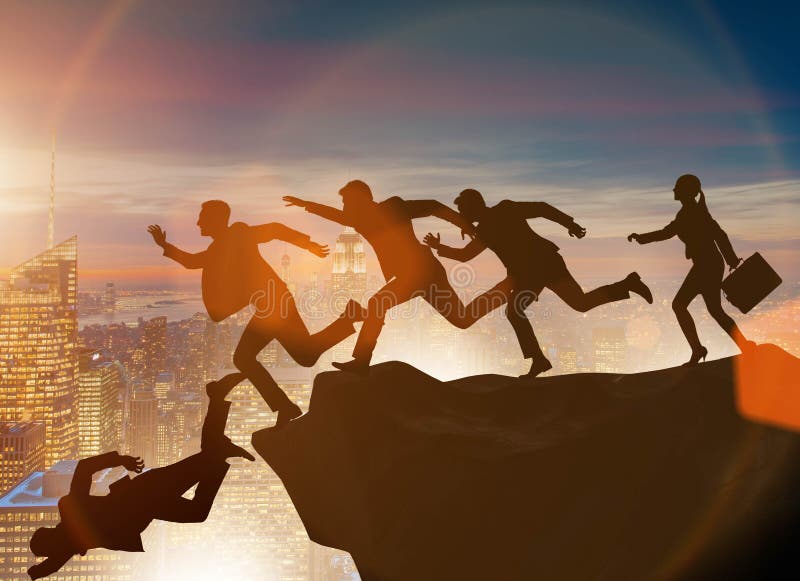 Business People Falling Off the Cliff Stock Photo - Image of fall ...