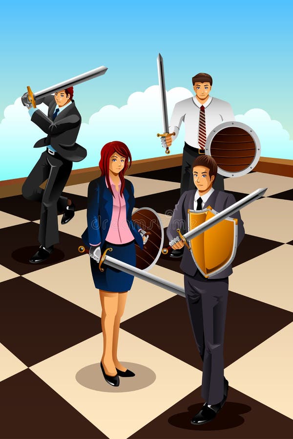 Business People Fighting As Knight Stock Illustrations – 2 Business ...