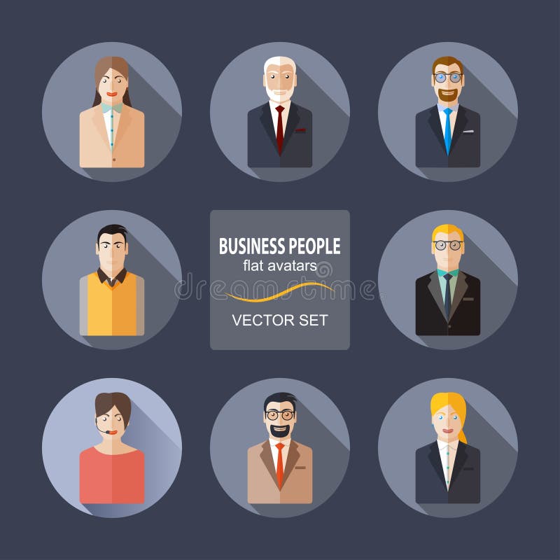 Business People Flat Avatars Vector Set. Stock Vector - Illustration of ...