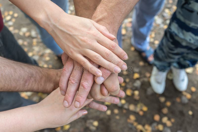 Business People Fold Their Hands Together. Teamwork, Support Concept ...