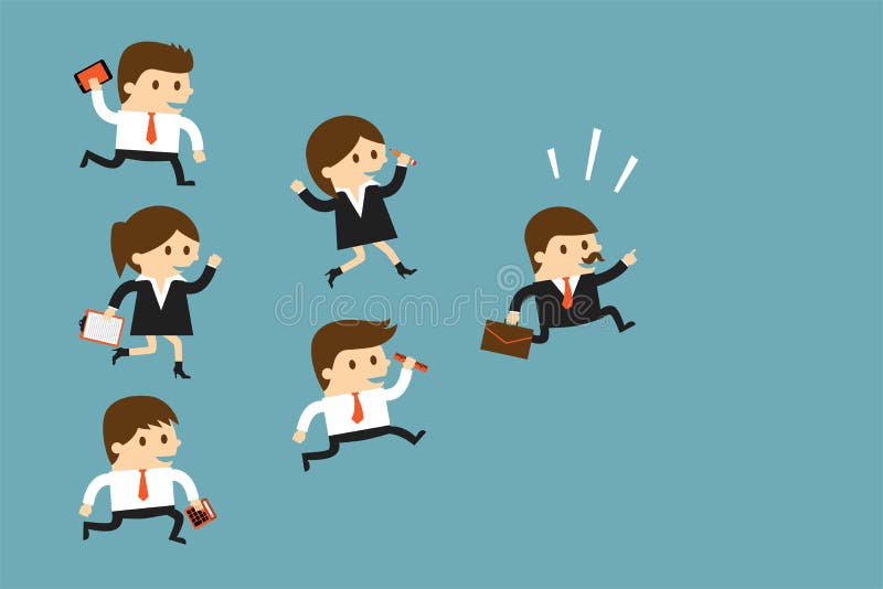 3d people following leader stock illustration. Illustration of male ...