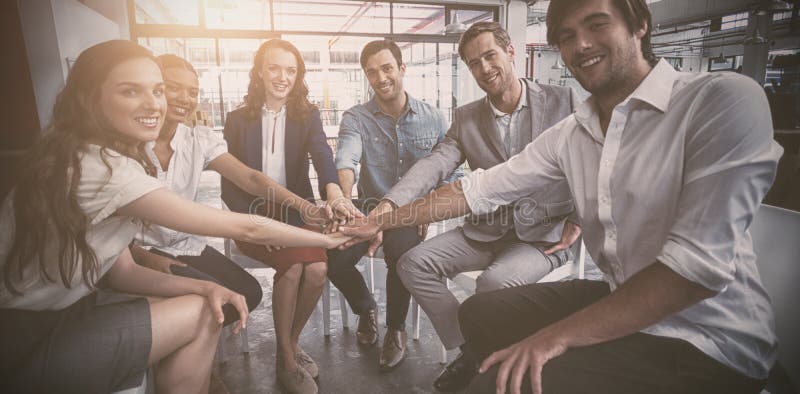 Business People Forming Hand Stack Stock Photo - Image of girl, office ...