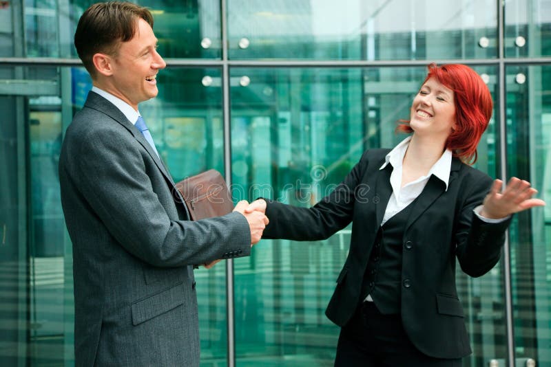 Business People in Front of an Office Building Stock Image - Image of ...