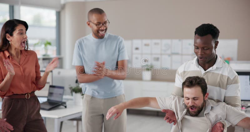 Business People, Game and Team Building with Trust Fall for Support ...