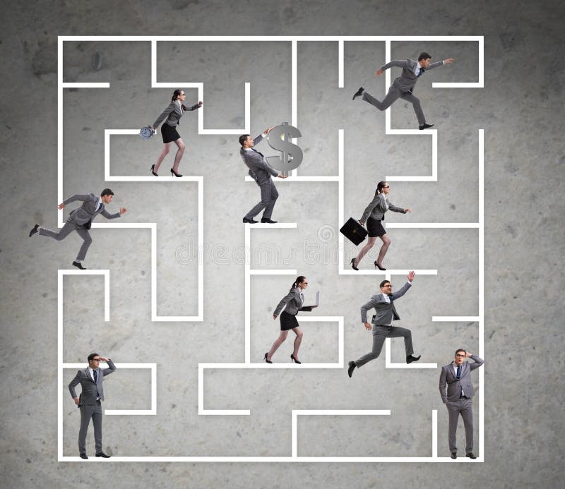 Business People Getting Lost in Maze Uncertainty Concept Stock Image ...
