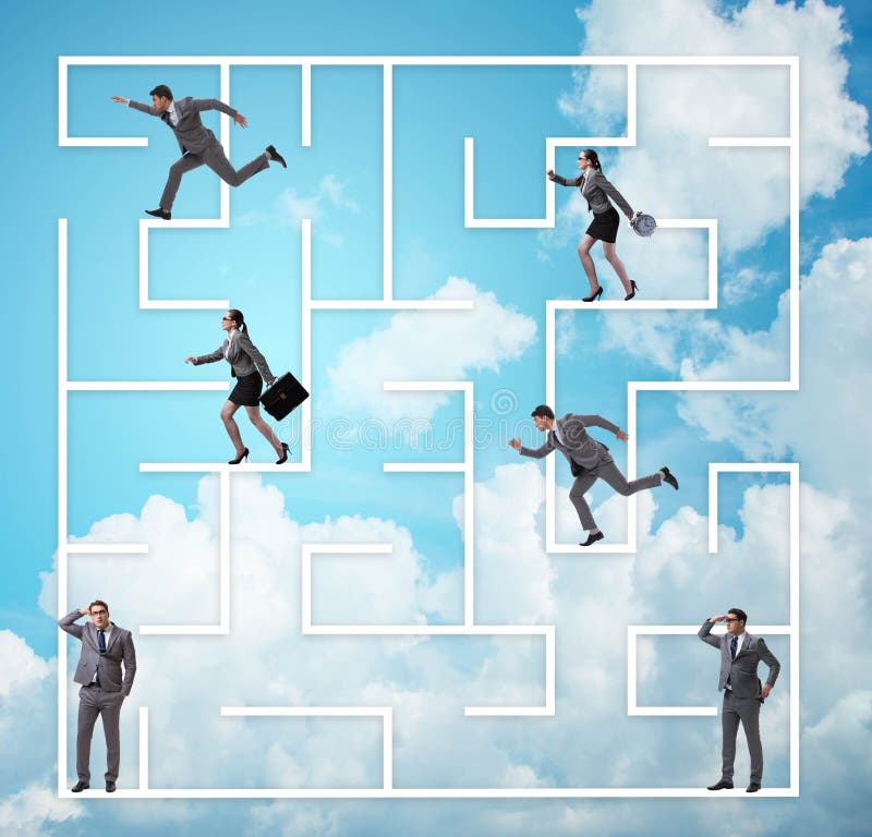 Business People Getting Lost in Maze Uncertainty Concept Stock Image ...