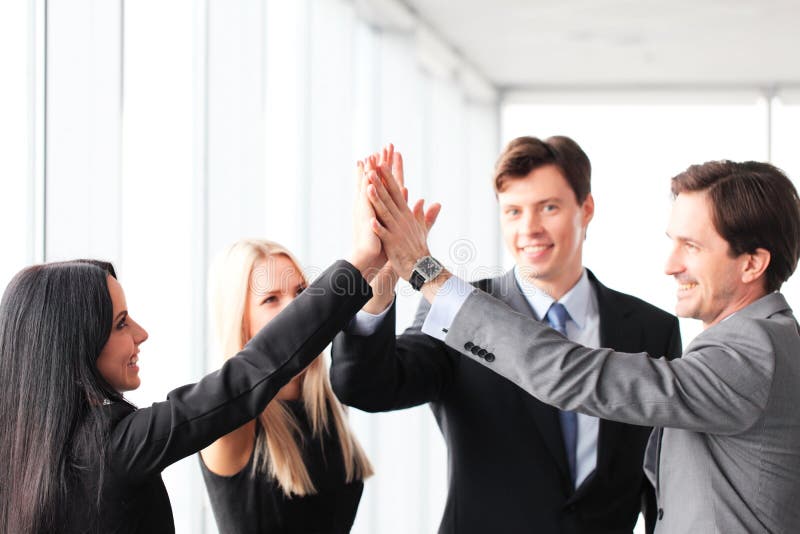 Business People Giving High Five Stock Image - Image of office, unity ...