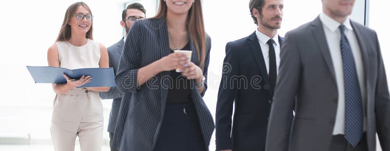 Business People Going Along the Office Corridor during Working Day ...
