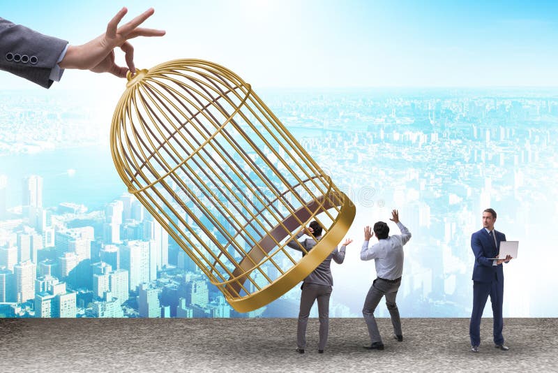 Business People and Golden Cage Concept Stock Image - Image of ...