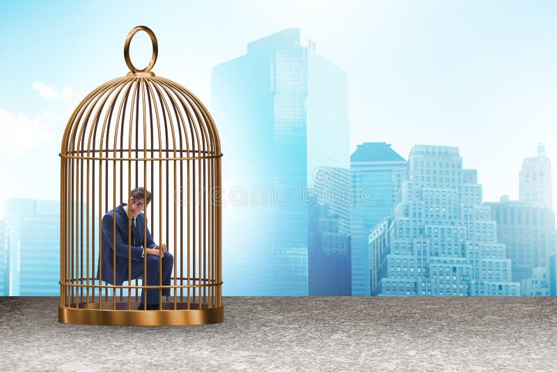 Business People and Golden Cage Concept Stock Image - Image of ...