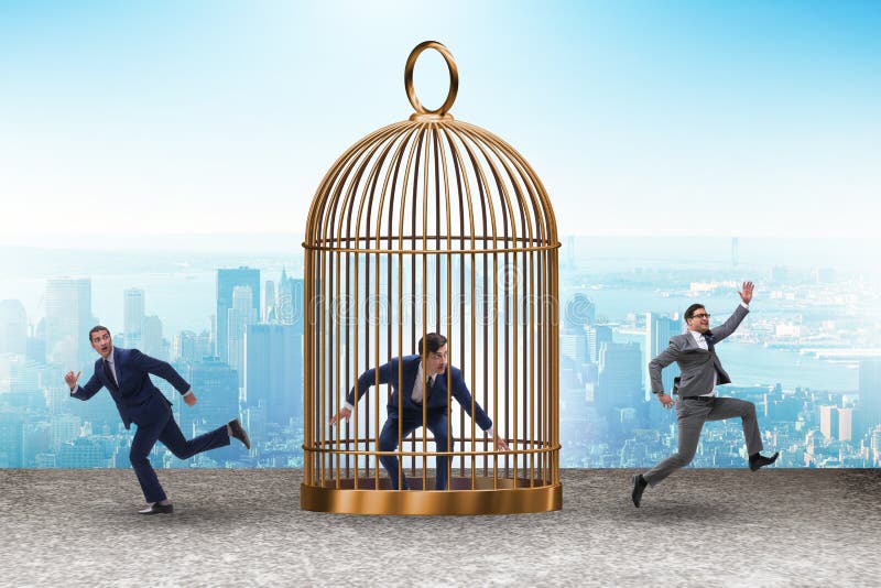 Business People and Golden Cage Concept Stock Image - Image of custody ...