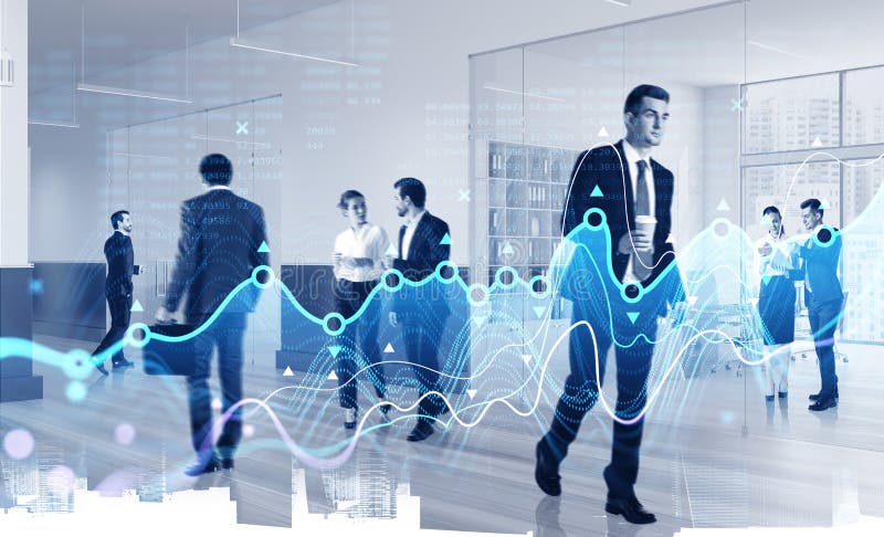 Business People, Graph Changes Lines and Bars with Numbers Stock Image ...
