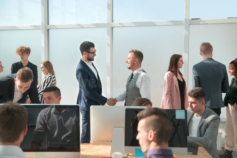 Business People Greet Each Other in the Office Stock Image - Image of ...