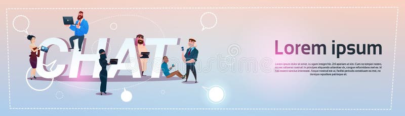 Business People Group Chat Social Network Communication Banner Stock ...