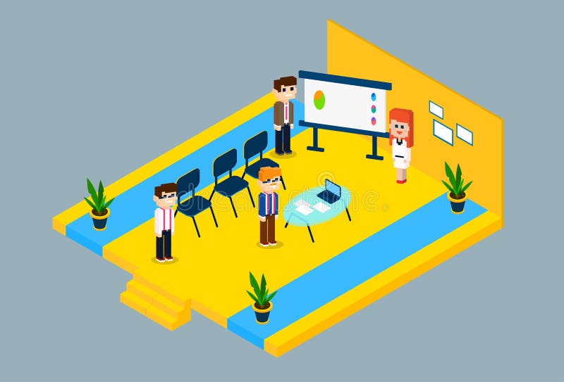 Business People Group Conference Meeting 3d Isometric Design Stock ...