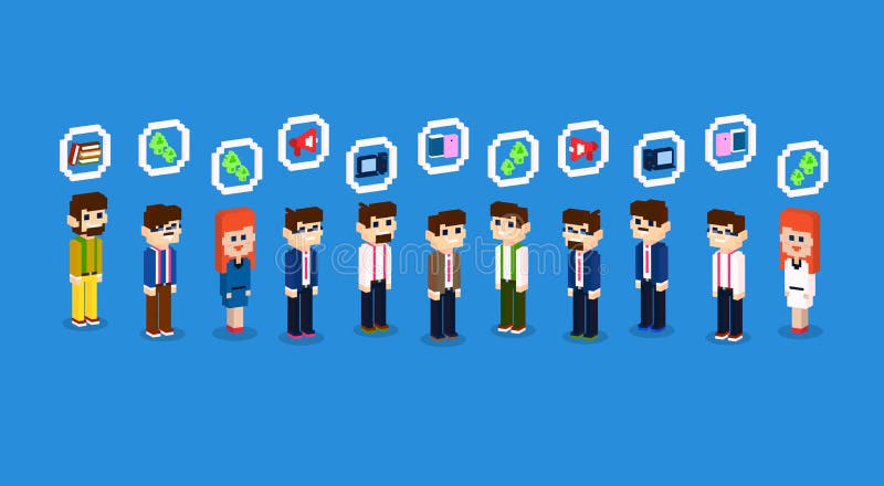 Business People Group Crowd Icon Set Collection 3d Isometric Stock ...